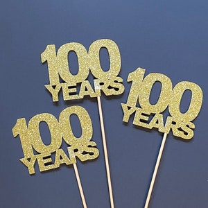 100 Years Centerpiece Sticks, Set of 3, 100th Birthday, 100 Year ...