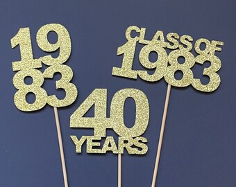 Set of 3 Sticks Class of 1983 Decoration 40th Class Reunion - Etsy