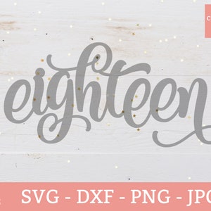SVG Eighteen Cake Topper - 18th Birthday - 18th Anniversary ...