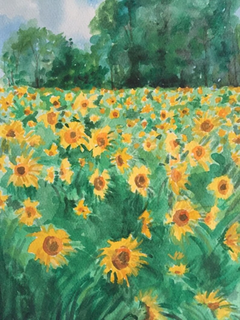 Small Watercolor Painting Tiny Painting Sunflower Painting - Etsy