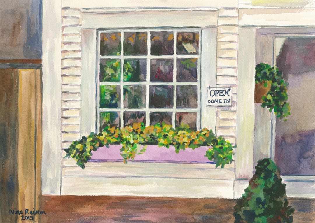 Storefront Window Painting, Original Watercolor Painting, 12" X 17 ...