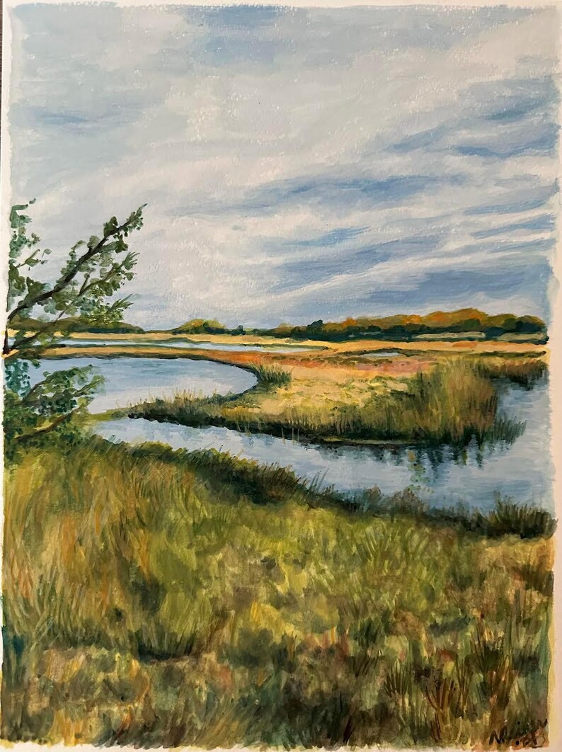 Jamestown, Rhode Island Painting, Beach Art, Coastal Art, Marsh Field ...