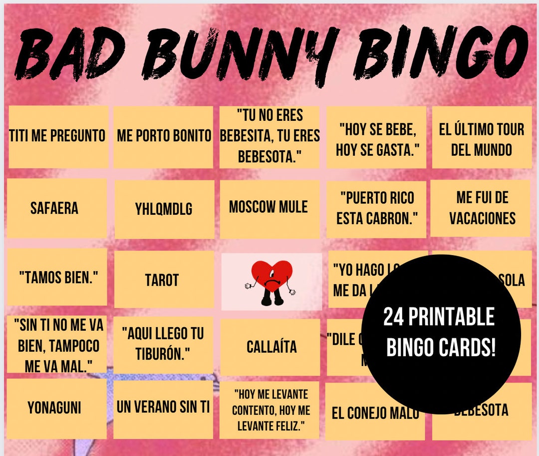 BAD BUNNY Bingo Cards - Etsy