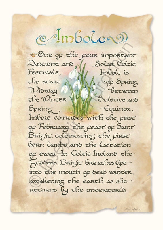 Imbolc Brigid Celtic Art and Calligraphy Print From the Book of Kildare ...