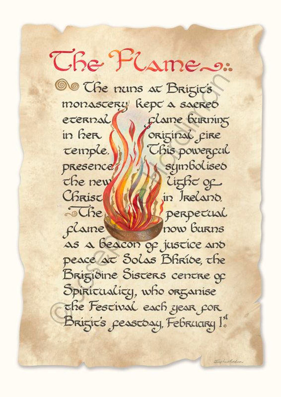 Brigid and the Flame Celtic Art and Calligraphy Print From the Book of ...