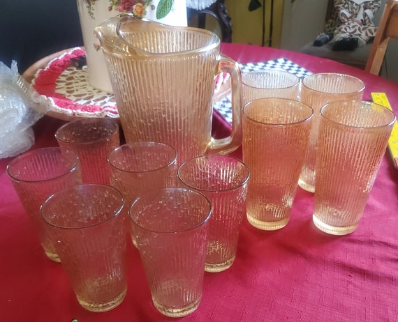 Jeanette Tree Bark Glassware Collectible Vintage Marigold - Etsy