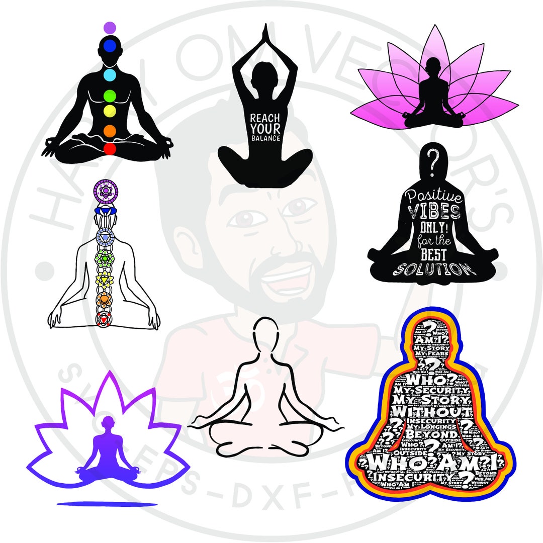 Yoga & Meditation Vectors, SVG DXF for Silhouette Cameo or Cricut ...