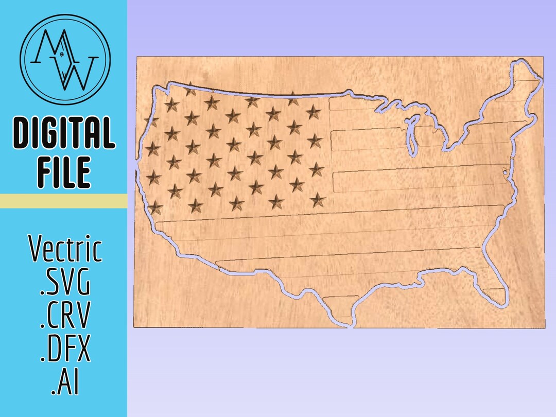 US Flag Digital File for CNC Machines. Includes Vectric File, .svg, .ai ...