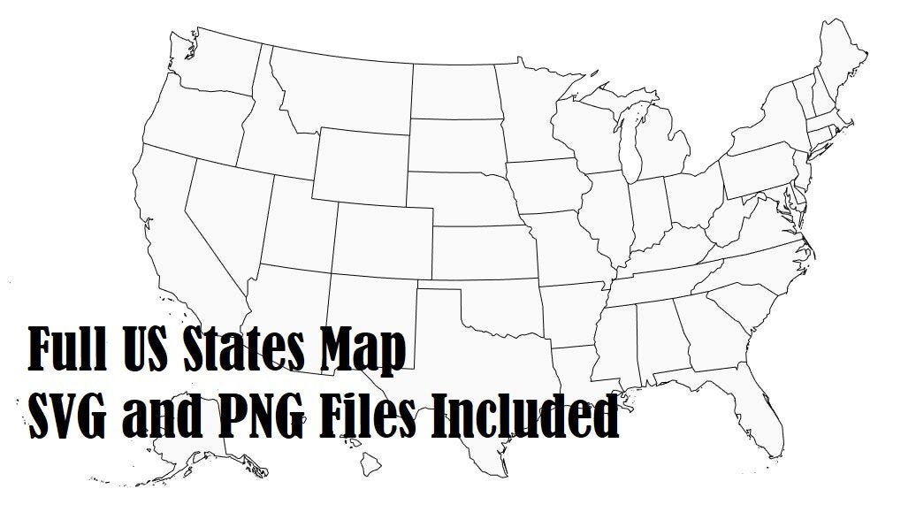 USA Map SVG | 50 States Cut File for CNC, Laser, Silhouette (digital ...
