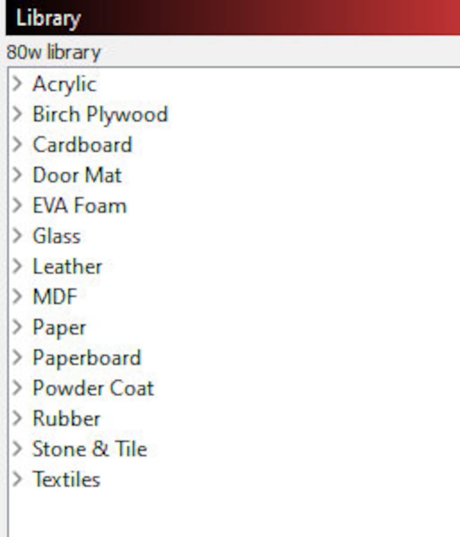 Omtech 80w CO2 Laser Lightburn Cut Library: Premade Material Settings ...