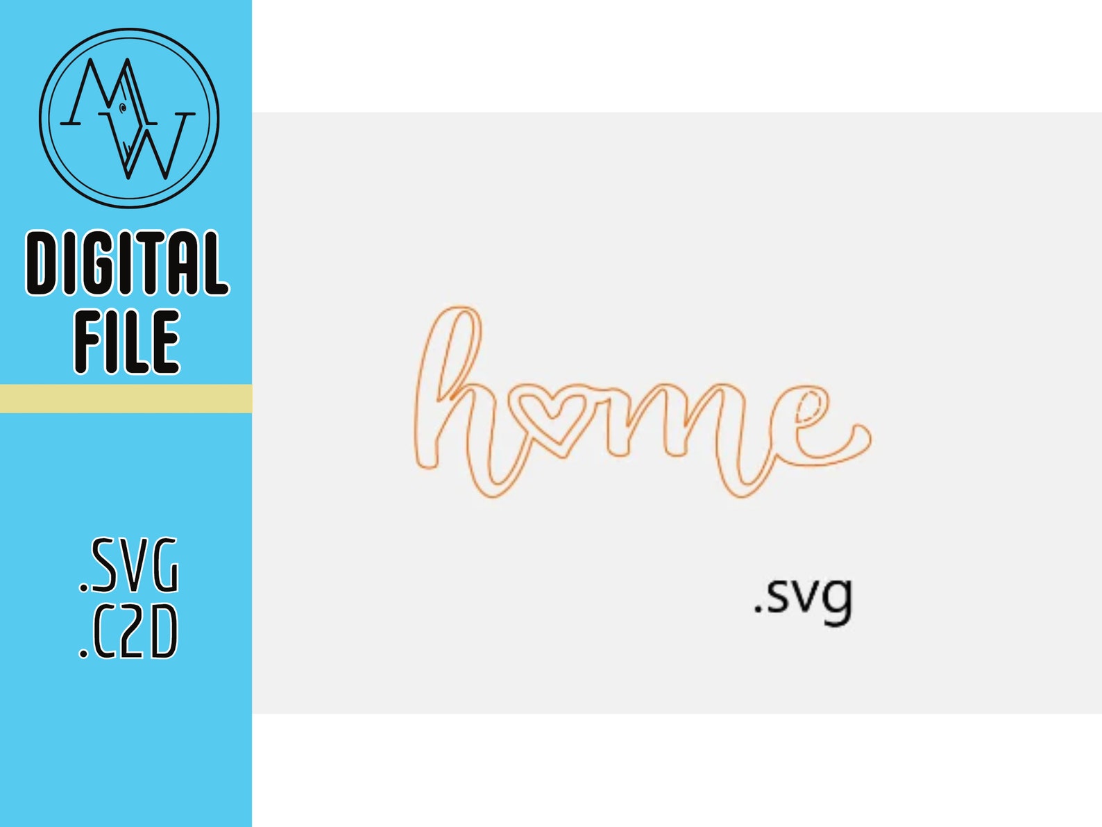 The Word Home in Cursive Wall Decor Art SVG Digital Files - Etsy