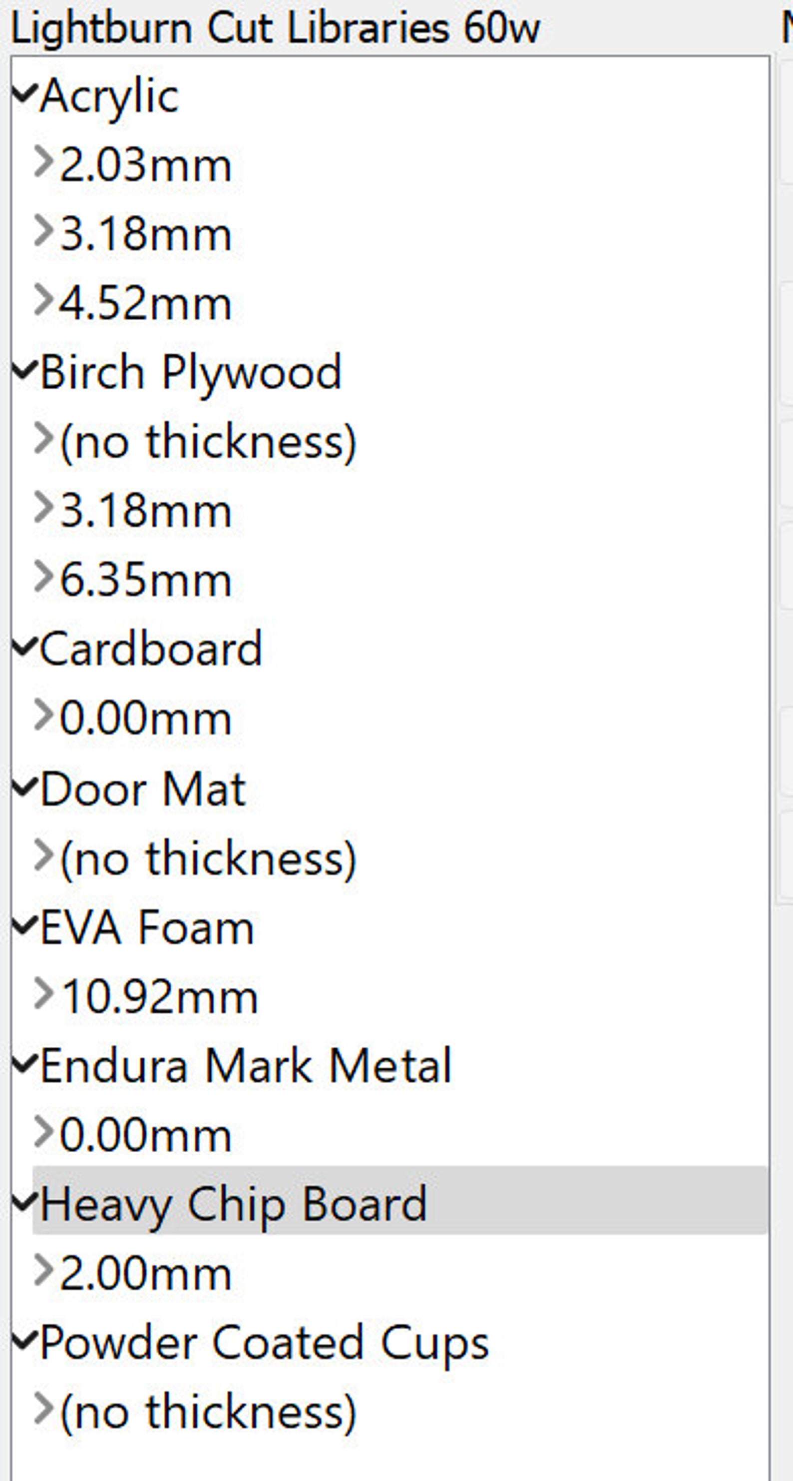 Omtech 60w CO2 Laser Lightburn Cut Library All the Settings - Etsy