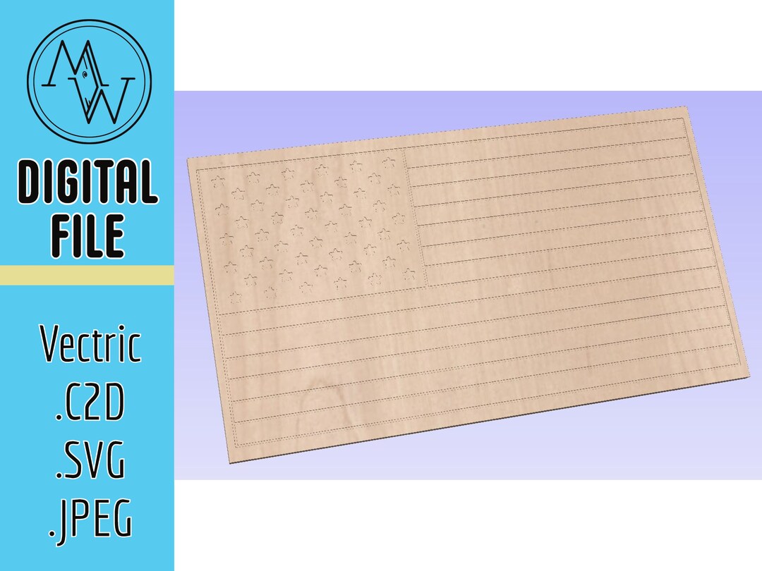 American Flag SVG, .c2d, and Vetric Digital File. for CNC, Laser, and ...