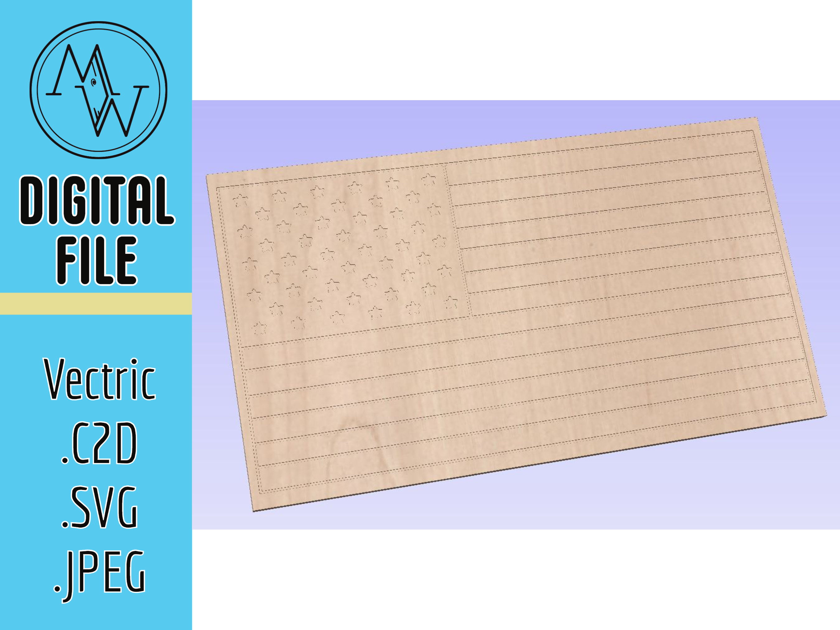 American Flag SVG .c2d and Vetric Digital File. for CNC | Etsy