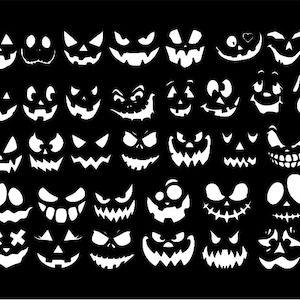 34 Halloween Pumpkin Faces, Jack O Lantern Faces, Pumpkin Face Bundle ...