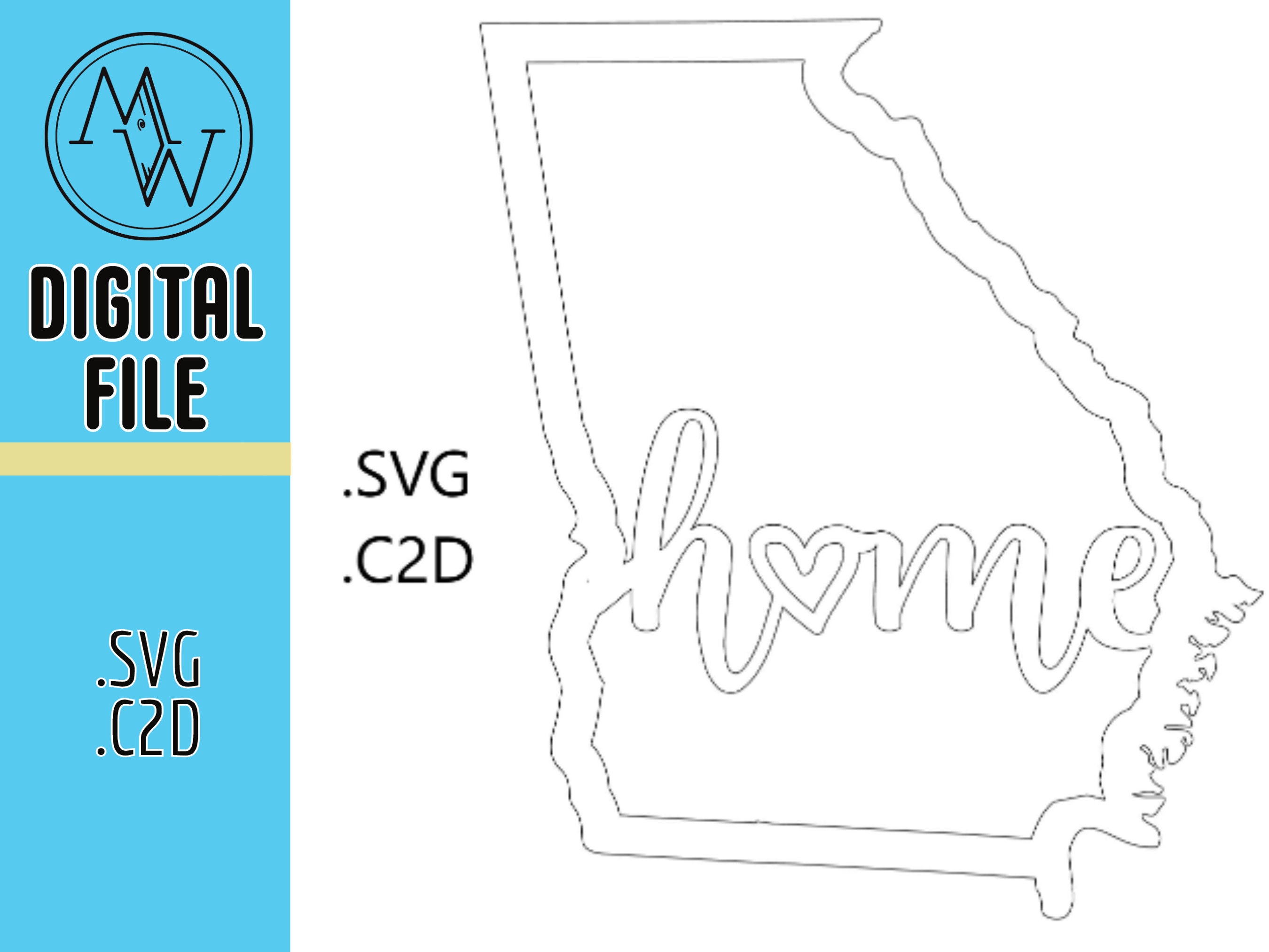 Georgia State Cut Out With the Word Home Wall Decor Art SVG - Etsy