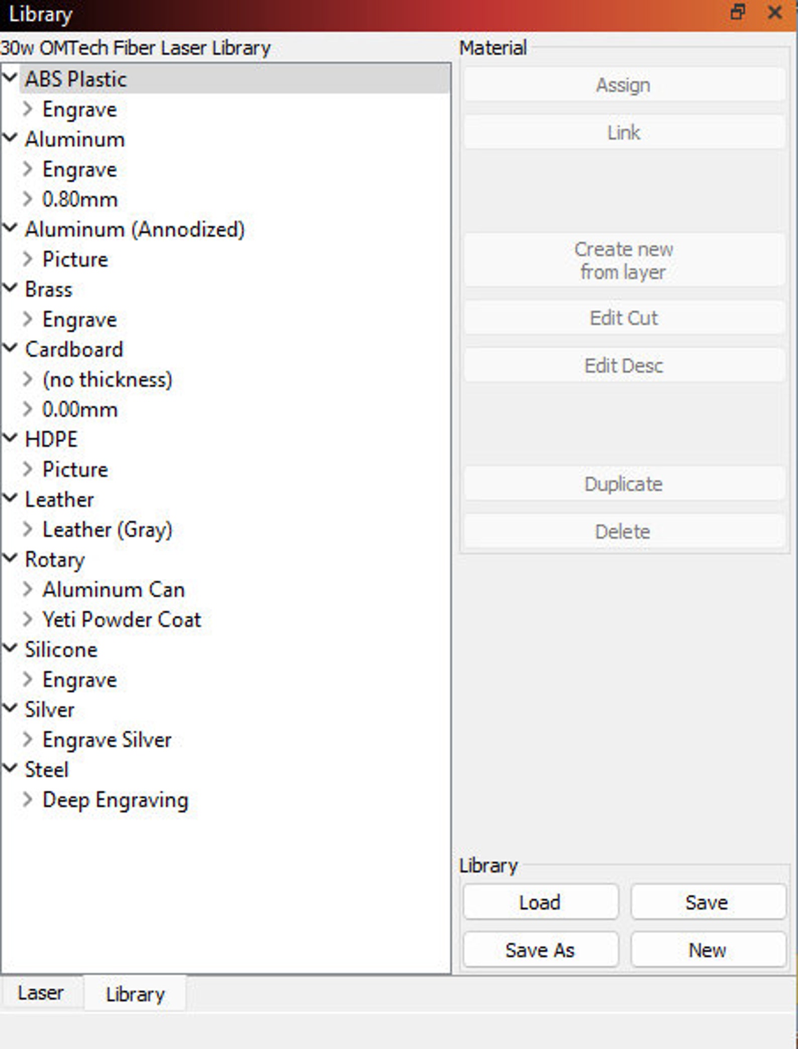 Omtech 30w FIBER Laser Lightburn Cut Library All the Settings - Etsy