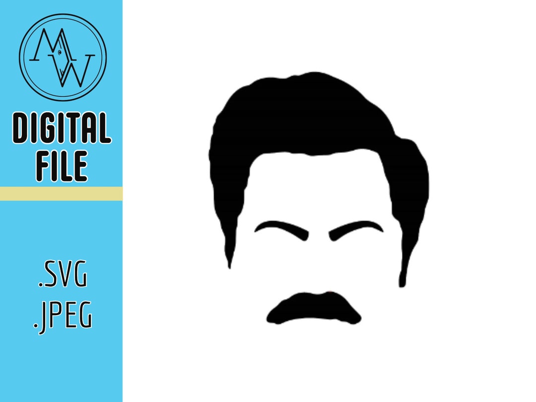 Ron Swanson Silhouette Moustache Parks and Recreation SVG. Perfect for ...