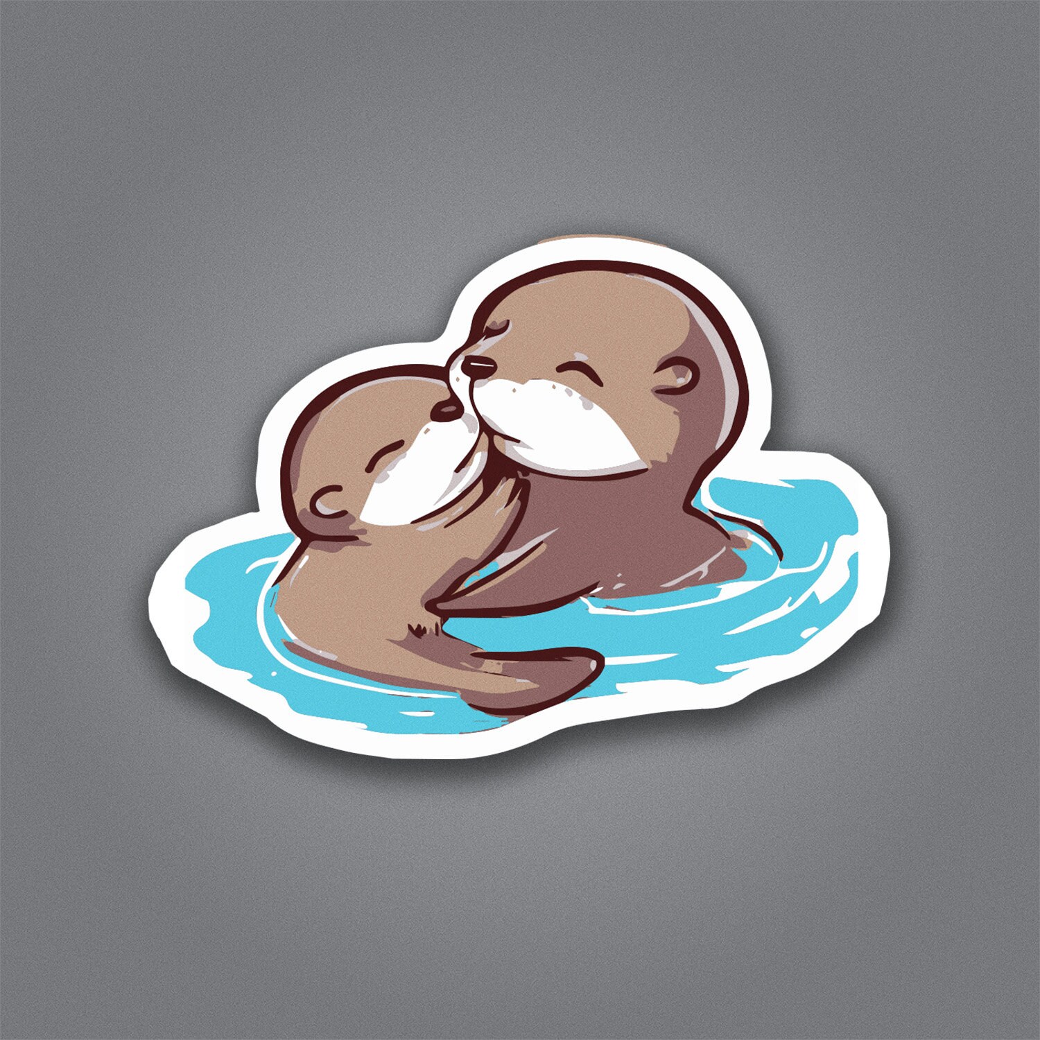Two Swimming Otters Sticker Watercolor Otter Decal Laptop - Etsy
