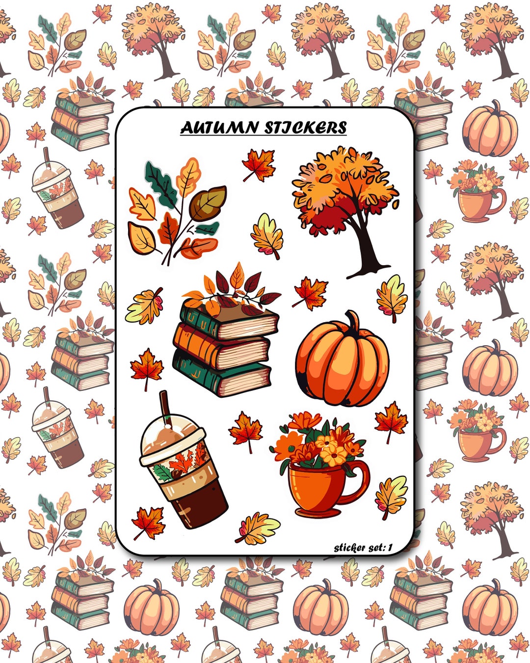 Fall Sticker Sheet, Autumn Sticker Sheet, October Stickers, Planner ...