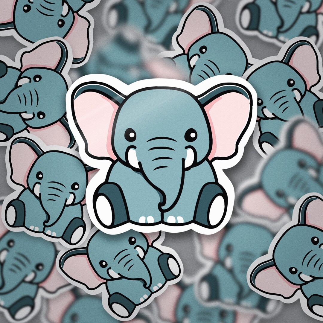 Cute Elephant Sticker Elephant Decal, Laptop Sticker, Phone Sticker ...
