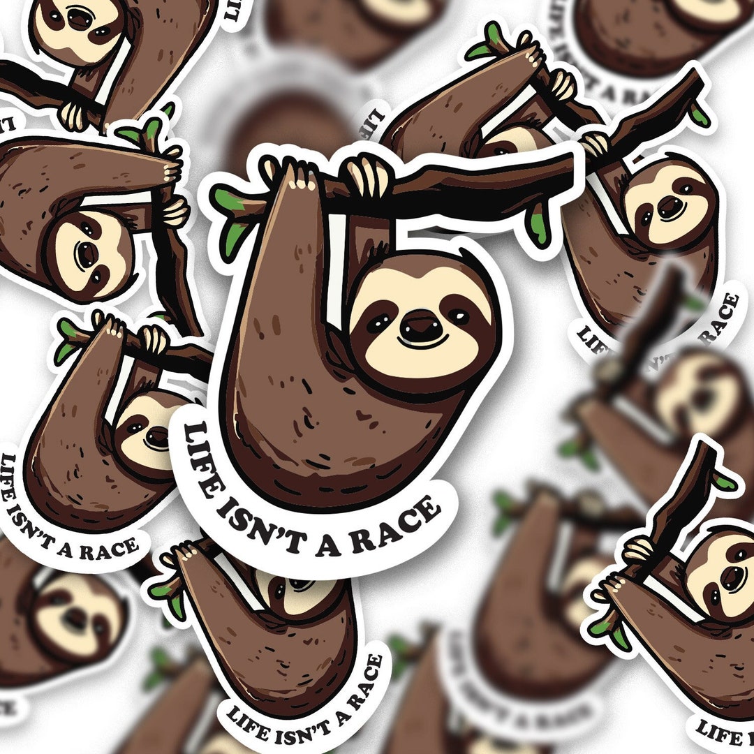 Cute Sloth Sticker life is Not a Race Watercolor - Etsy