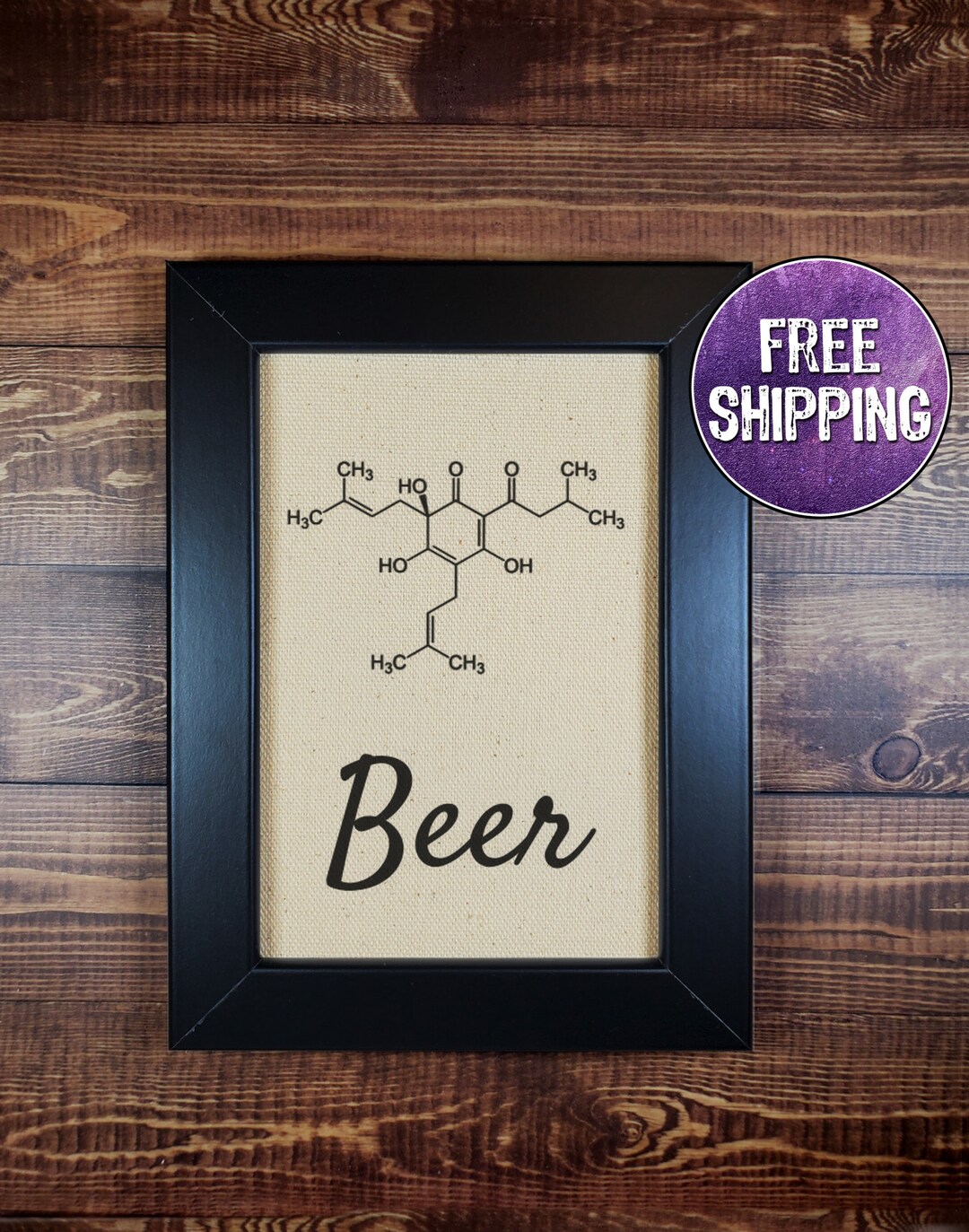 FRAMED Beer Molecule Sign on Canvas, Beer Gifts, Beer Sign, Beer Lover ...