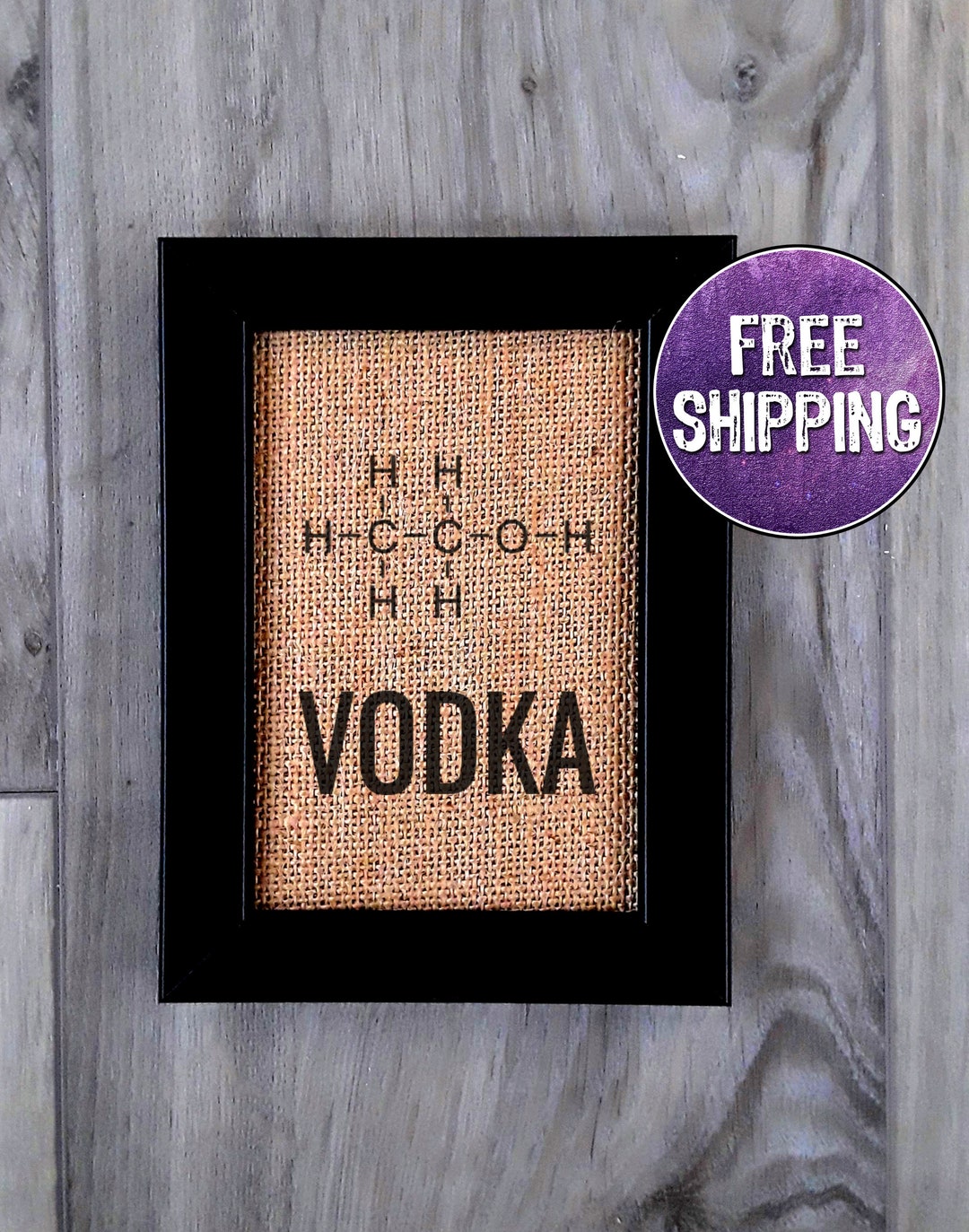 4x6 Framed Vodka Molecule Burlap Art – Science Home Bar Decor – Gift ...