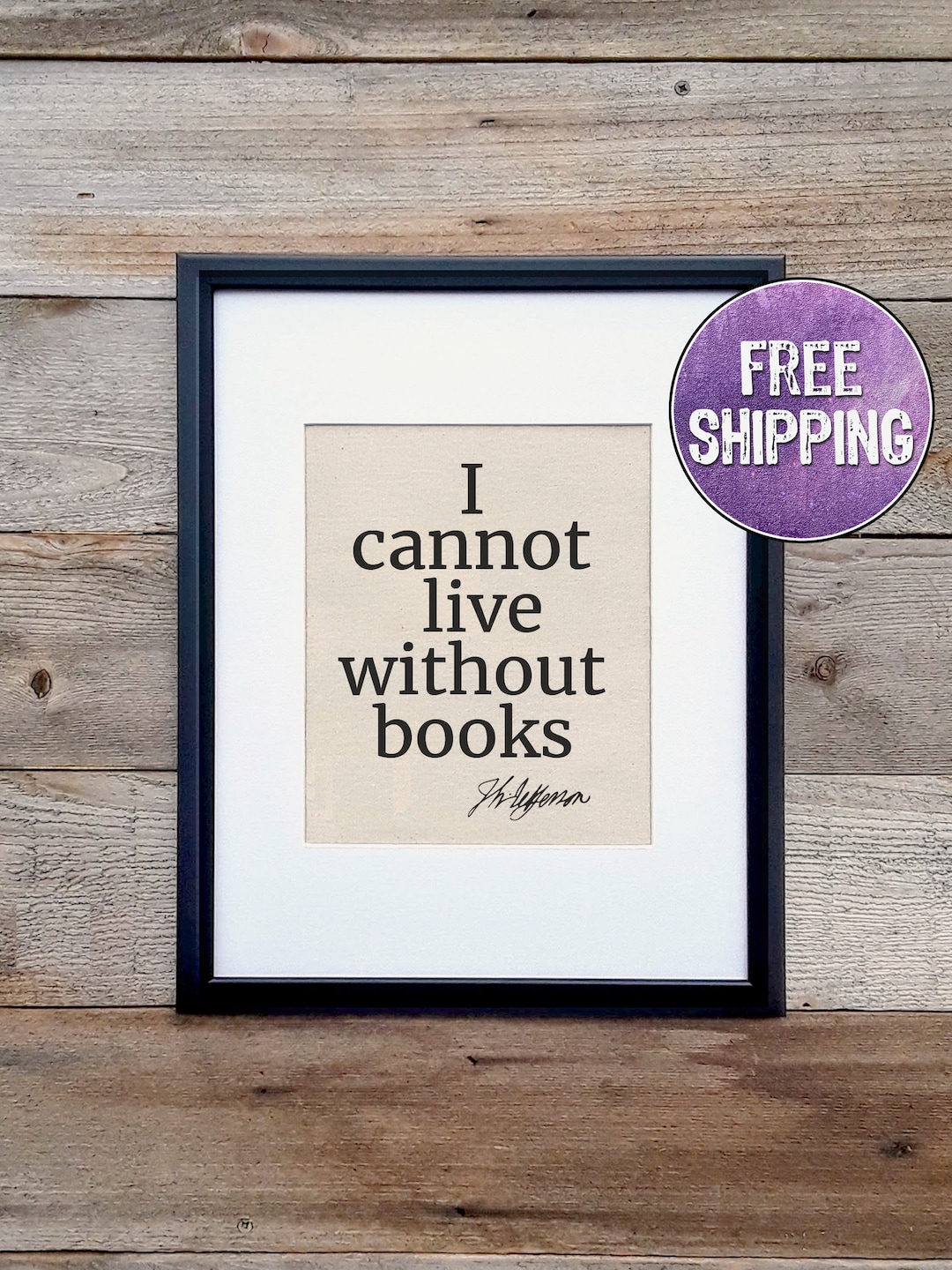 I Cannot Live Without Books Quote on Canvas - Literary Decor for Book ...