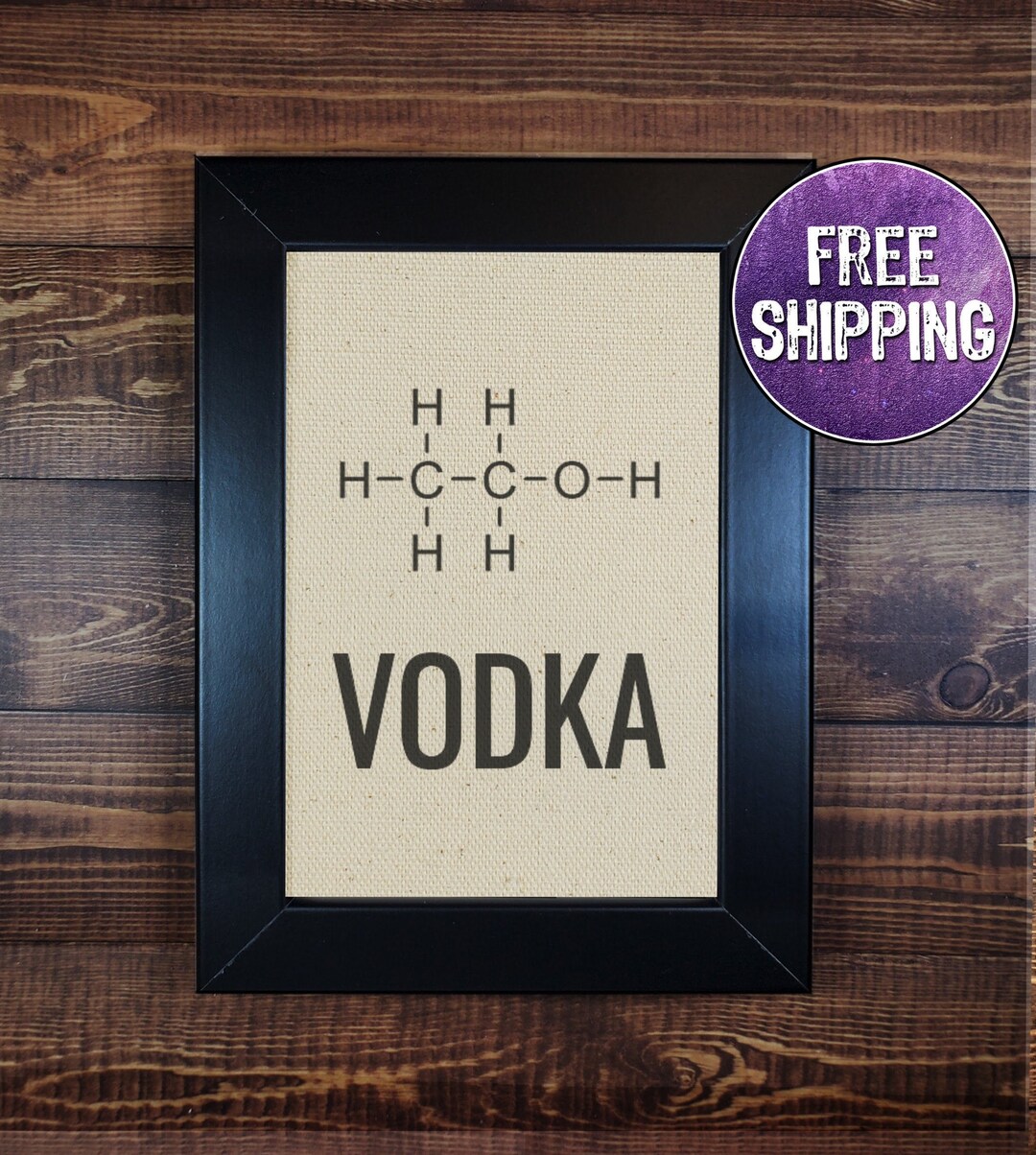 FRAMED Vodka Molecule Art on Canvas - Vodka Wall Art for Home Bar Decor ...