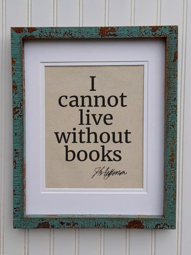 I Cannot Live Without Books Quote on Canvas Book Club Gifts | Etsy
