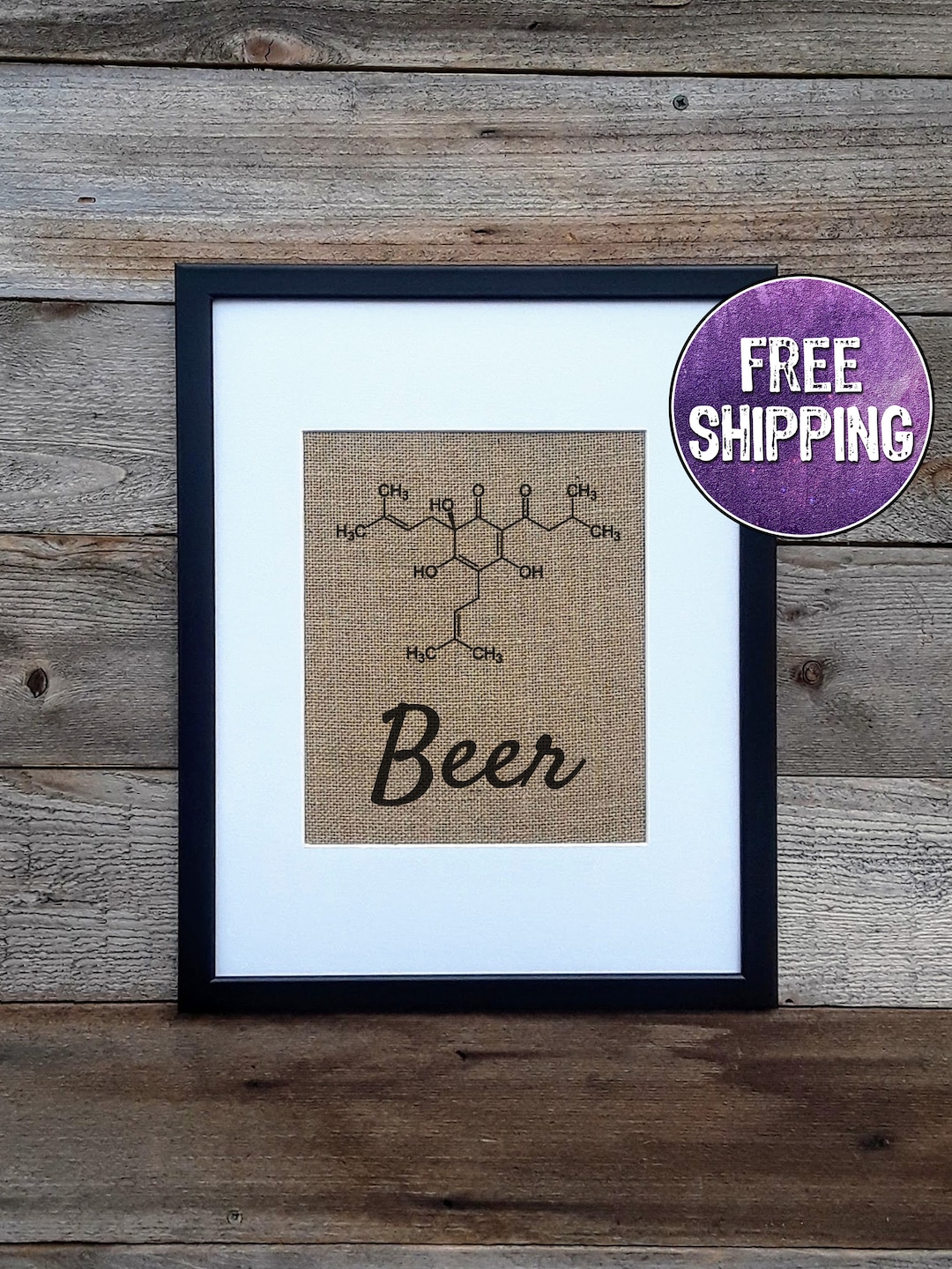 Beer Molecule Sign on Burlap Beer Chemistry Wall Art Unique Beer Lover ...