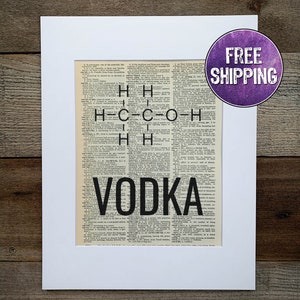 Vodka Molecule Vintage Dictionary Print, Ethanol, Vodka Gift, Vodka ...
