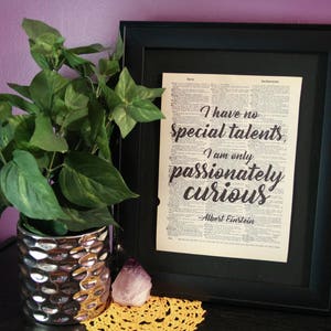 Albert Einstein - Passionately Curious - Vintage Dictionary Print ...