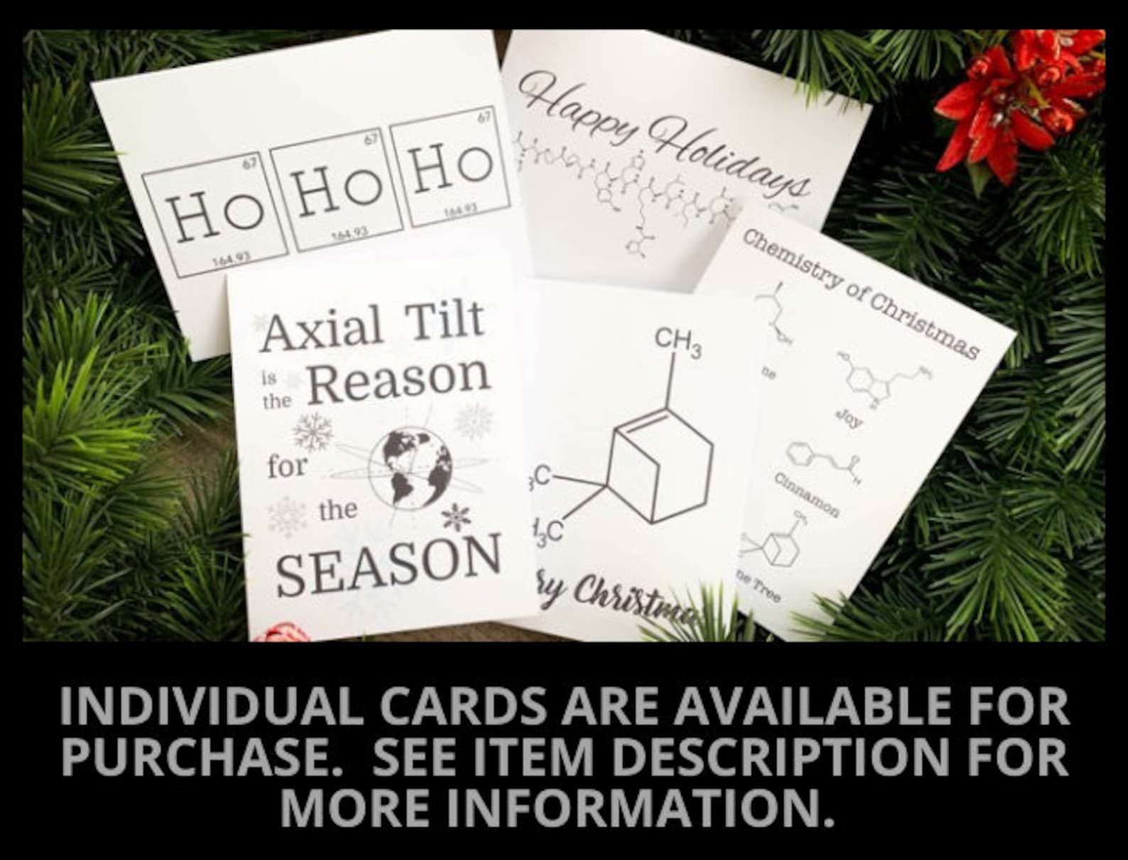 Set of 5 Science Themed Holiday Cards Science Holiday Cards - Etsy