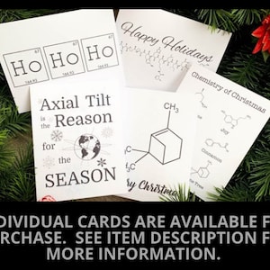 Set of 5 Science Themed Holiday Cards, Science Holiday Cards, Science ...