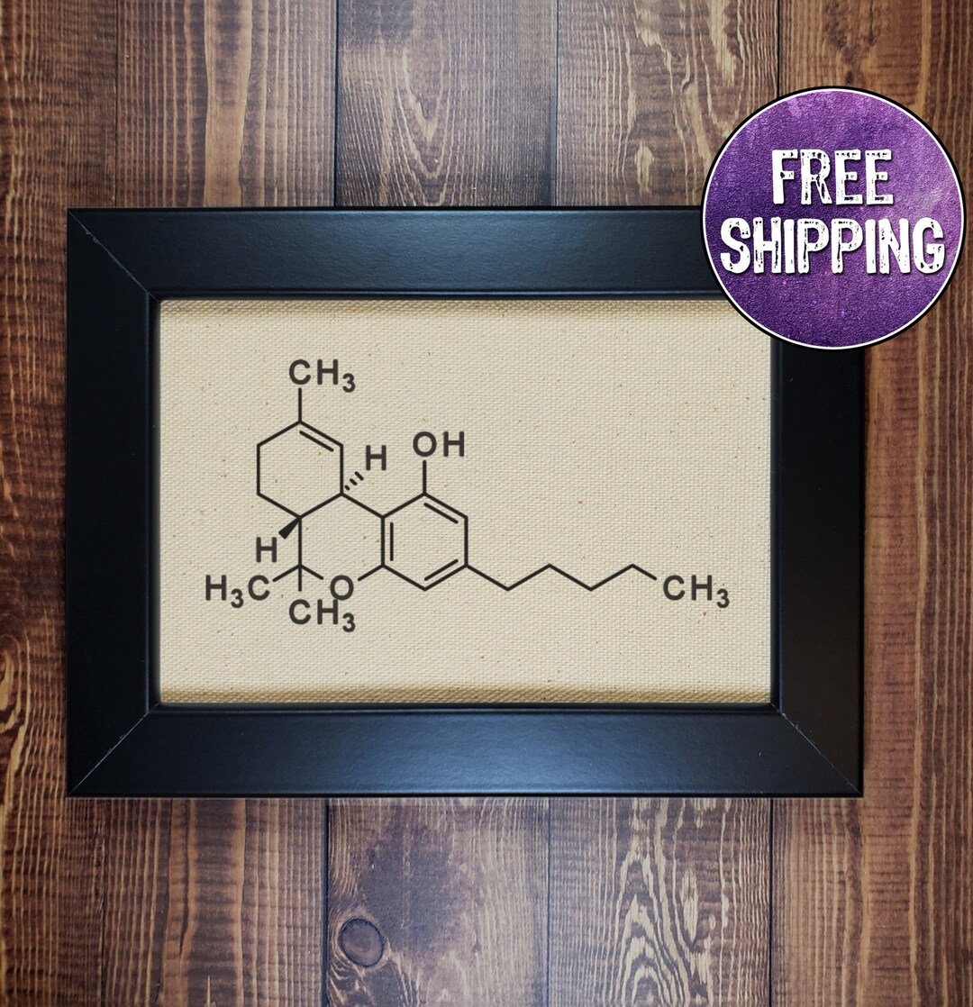 FRAMED THC Molecule on Canvas, Marijuana Wall Art, Cannabis Art, Thc ...