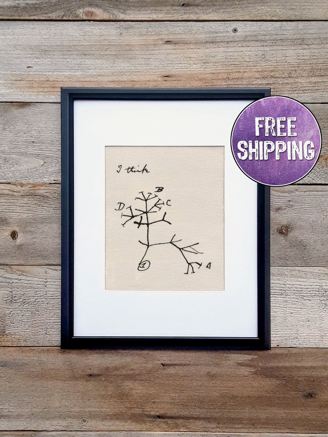 Darwin Tree of Life Print on Canvas - "i Think" Evolutionary Tree Print ...