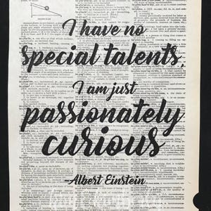 Albert Einstein - Passionately Curious - Vintage Dictionary Print ...