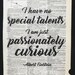 Albert Einstein Passionately Curious Vintage Dictionary Print, Science ...