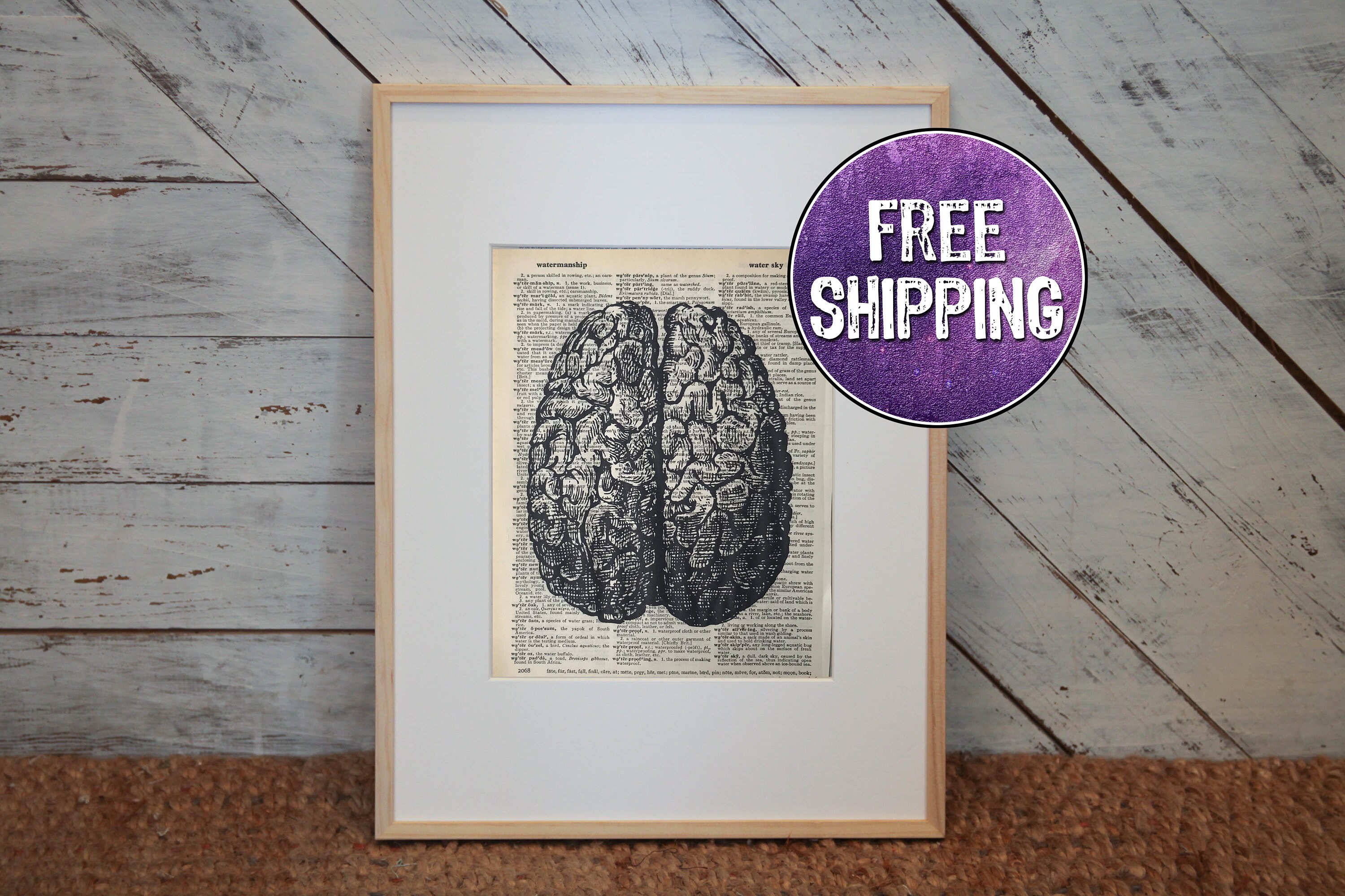 Brain Vintage Dictionary Print Science Gift Biology Art | Etsy