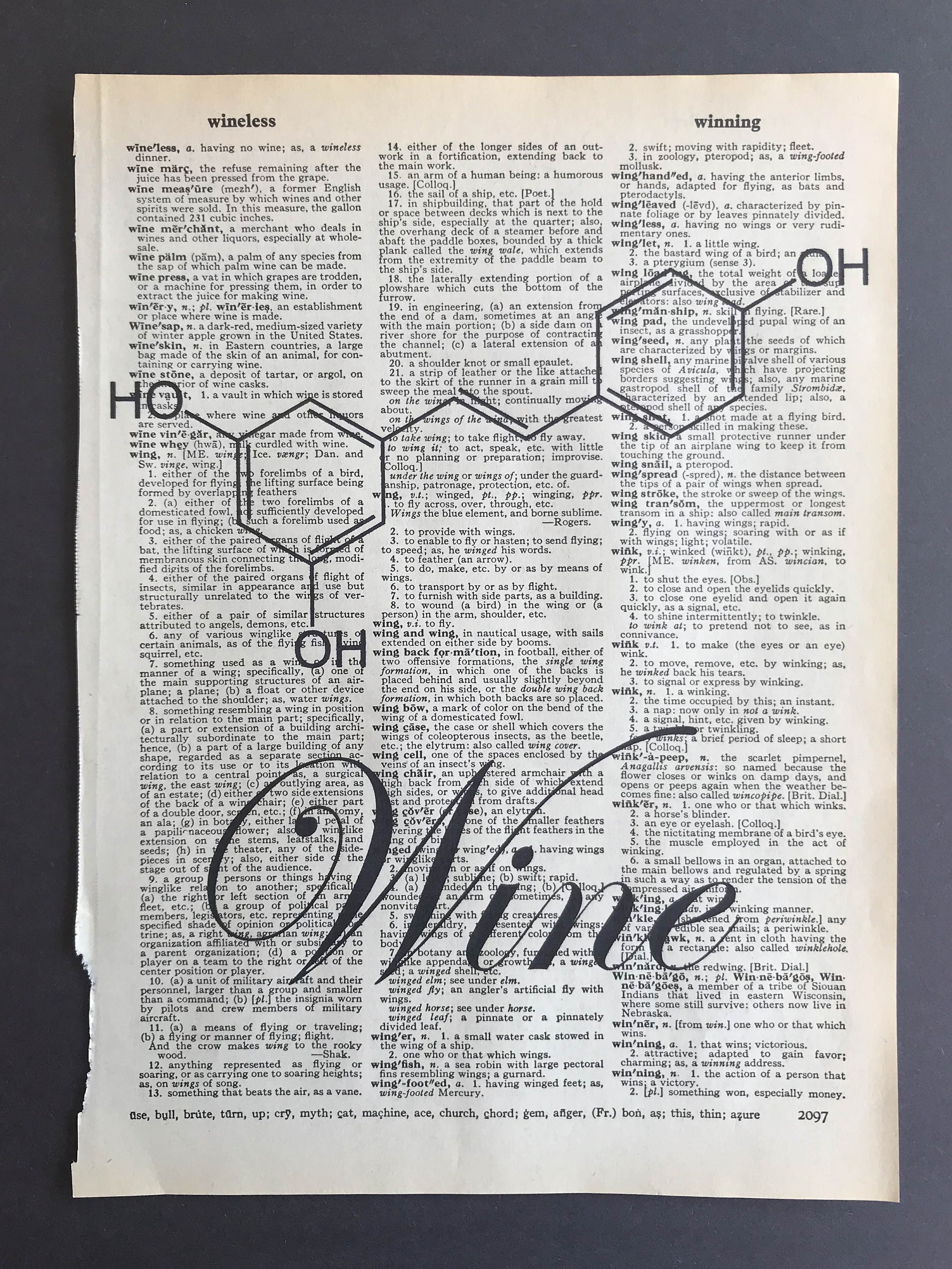 Wine Molecule Vintage Dictionary Print Wine Gifts for Women | Etsy