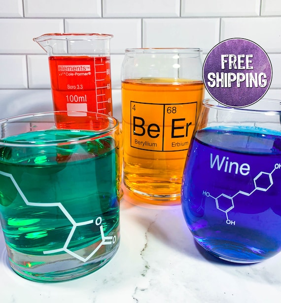 Science Themed Bar Glassware Set With Gift Box Unique Barware - Etsy