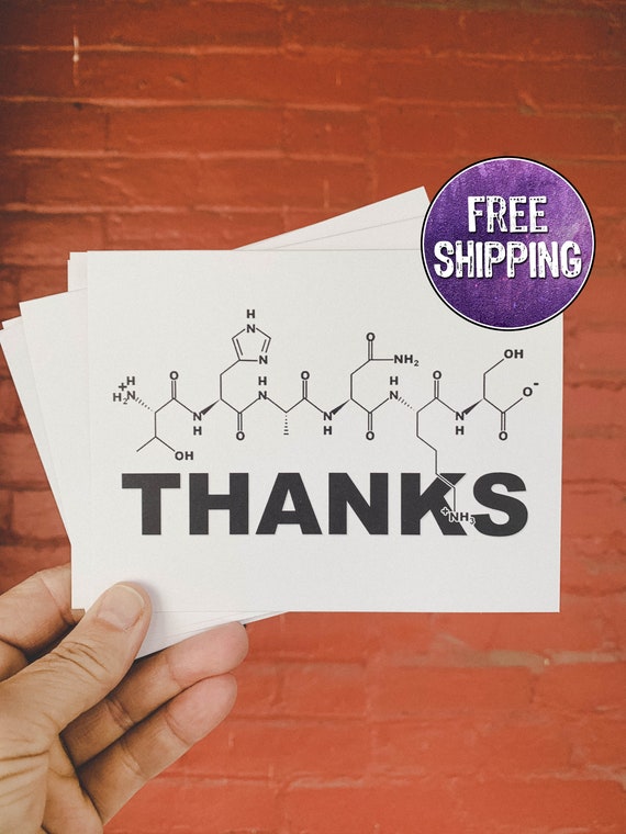 Amino Acid Thank You Cards Thank You Cards Pack Science | Etsy