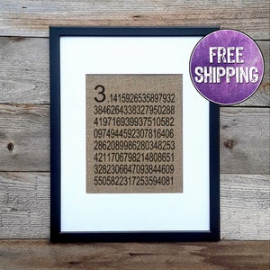 150 Digits of Pi on Burlap - Unique Math Teacher Gift - Math Classroom ...