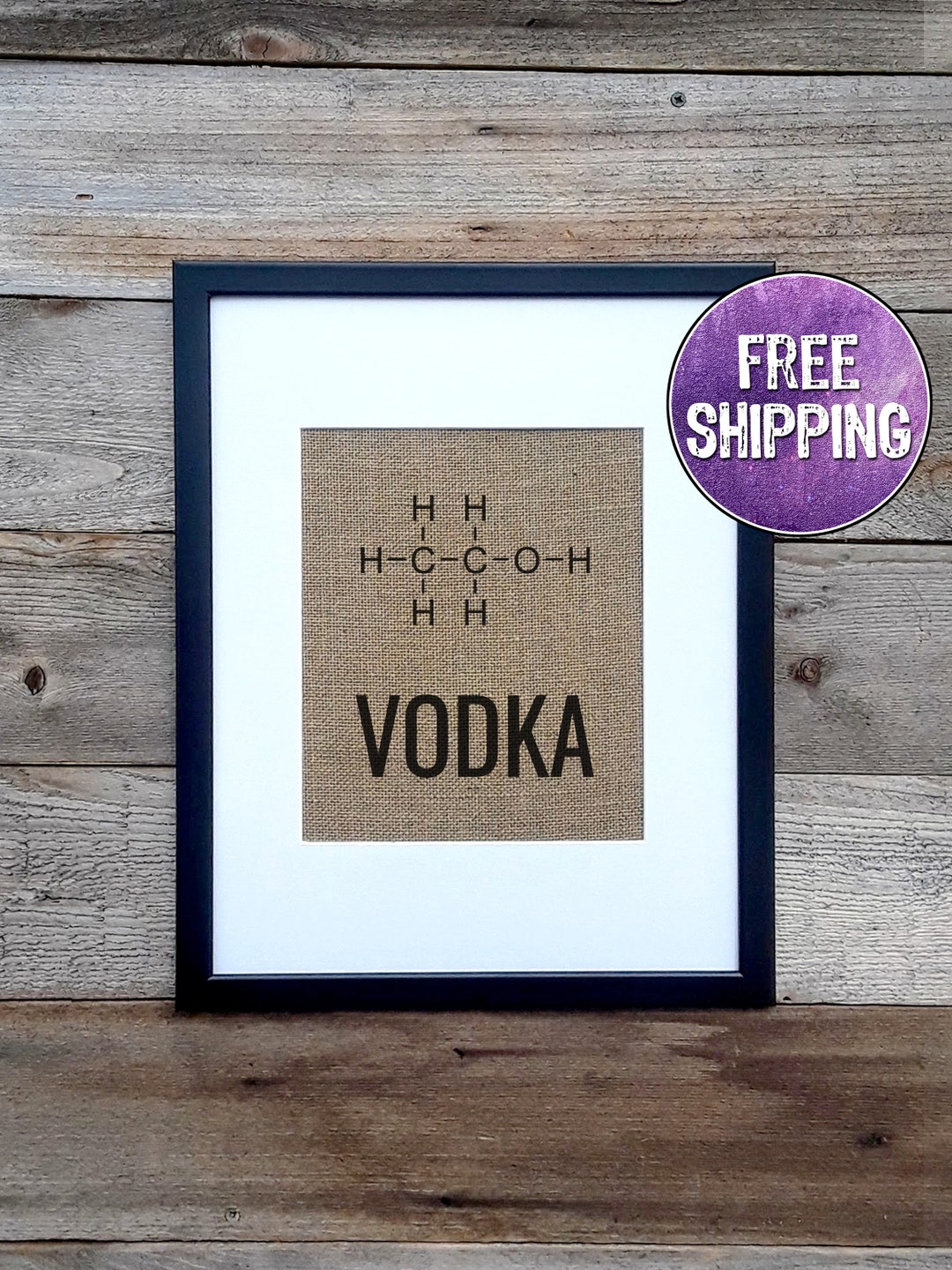 Vodka Molecule Wall Art on Burlap - Unique Vodka Gift for Vodka Lovers ...