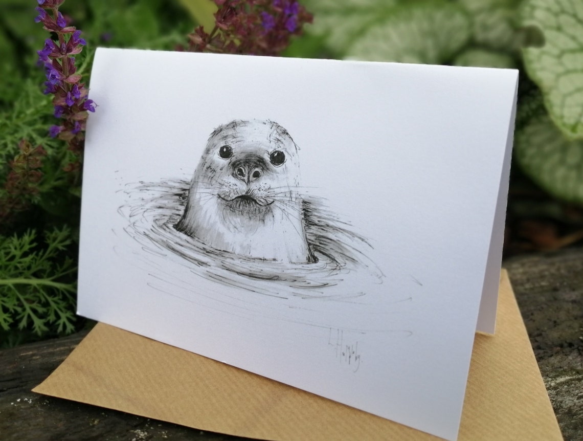Seal Card Scottish Seal Greetings Card Blank Inside 'seal With a Kiss ...