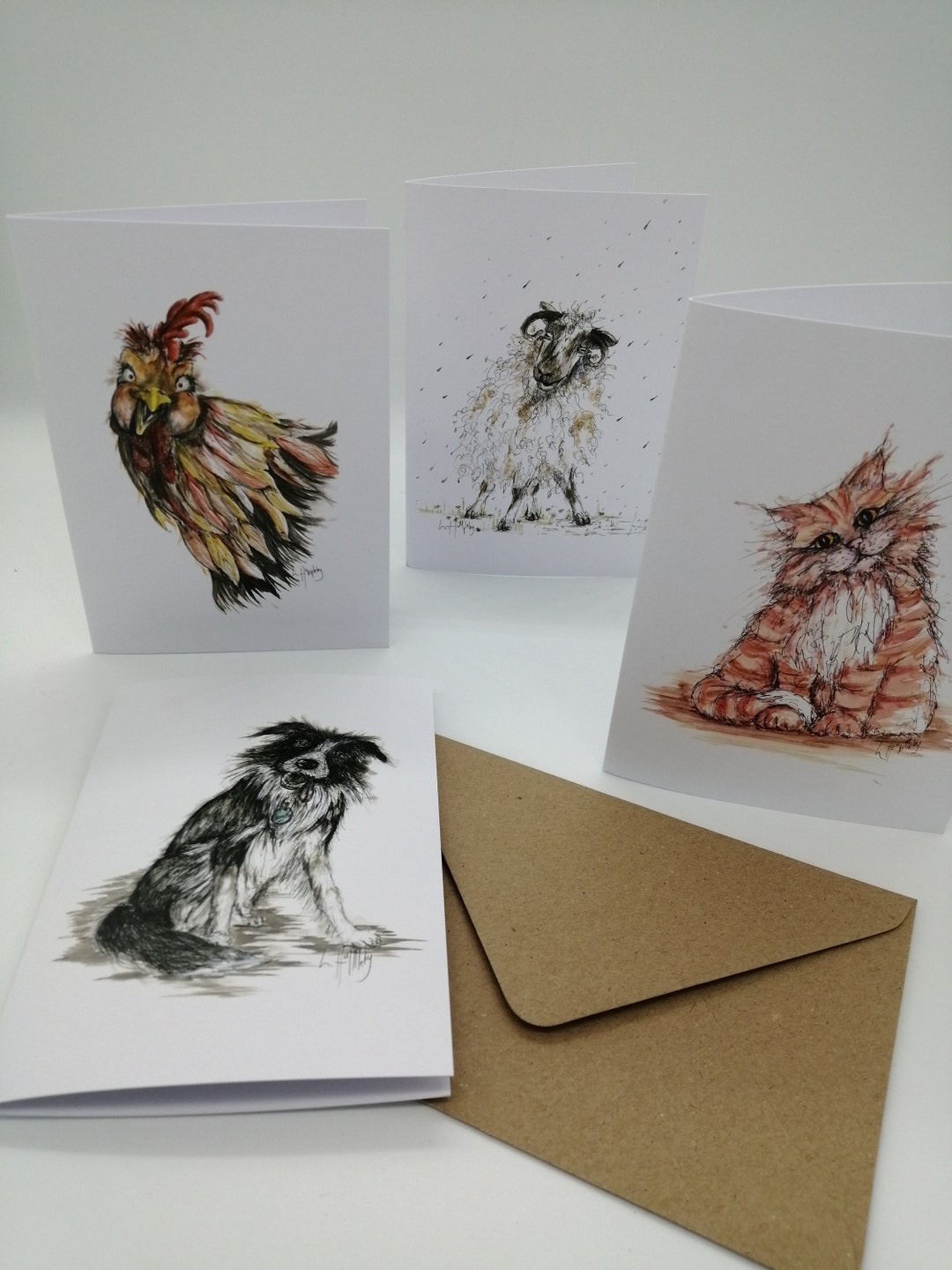 Mixed Pack Cat, Dog , Cockerel, Sheep Highland Collection - Etsy