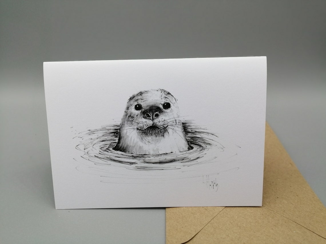 Seal Card Scottish Seal Greetings Card Blank Inside 'seal With a Kiss ...