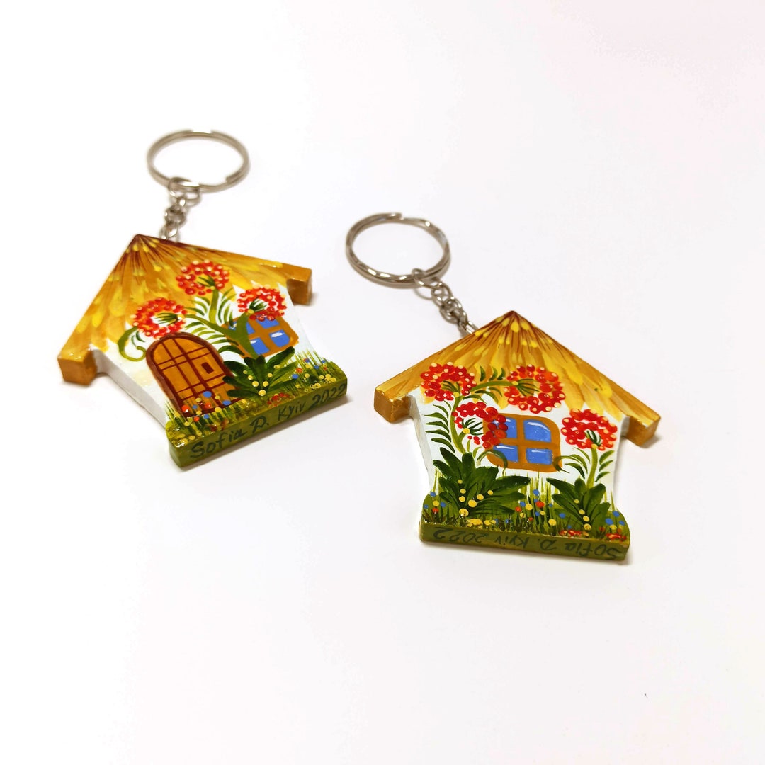 Ukraine Keychain. House Keychains. Hand Painted Wood Souvenir ...